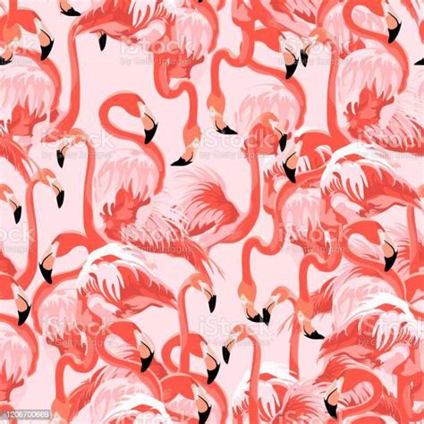 핑크 플라밍고 핑크 배경 꽃 무음 패턴 열대 그림입니다 이국적인 새들 여름 해변 디자인입니다 파라다이스 자연 0명에 대한 스톡 벡터 아트 및 기타 이미지 Istock