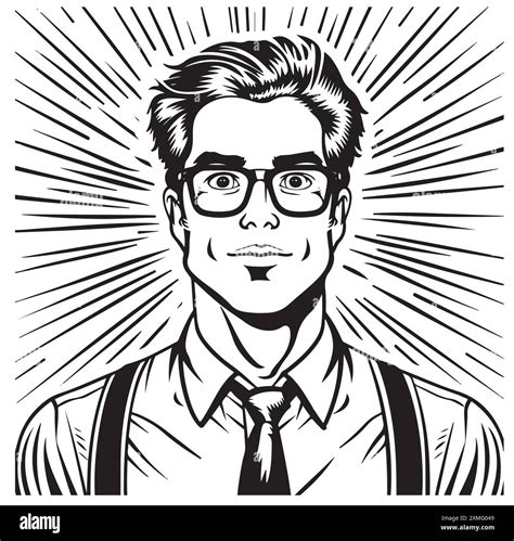 Vector Image Of Man In Glasses Hand Drawn Illustration Stock Vector