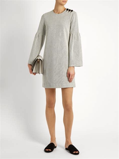 Bell Sleeve Ribbed Dress Tibi Matchesfashioncom Bell Sleeve
