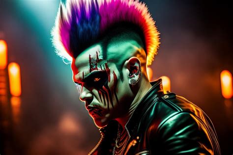 Premium Ai Image A Man With A Mohawk And A Mohawk With A Purple Hair