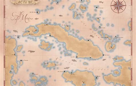Обои карта Map Black Flag Assassins Creed 4 картинки на рабочий