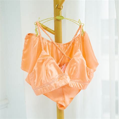 Melon Shell Silk Bralette And French Knickers Set Custom Made