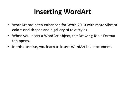 PPT Inserting WordArt PowerPoint Presentation Free Download ID 2101955