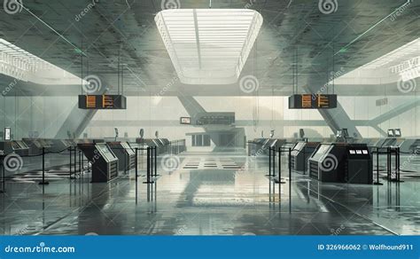 Sci Fi Grunge Modern Clean Background Depicting A Futuristic Airport