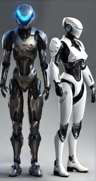 Premium Psd Couple Of Humanoid Robots