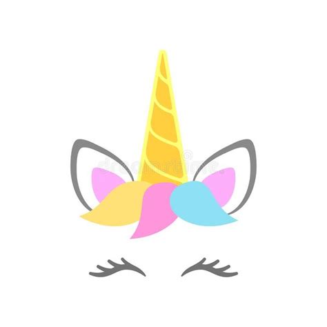 Cara linda del unicornio Cabeza del unicornio con el cuerno los oídos