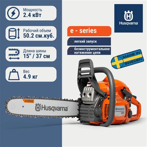 Бензопила цепная Husqvarna 450e II с шиной и цепью 15" - купить с ...