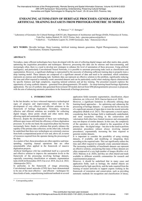 (PDF) ENHANCING AUTOMATION OF HERITAGE PROCESSES: GENERATION OF ...