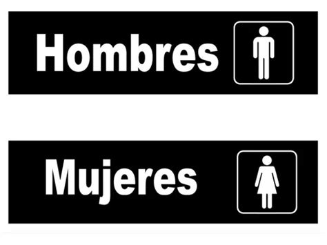 Juego De Letreros Baño Damas Y Caballeros Sanitario Estireno