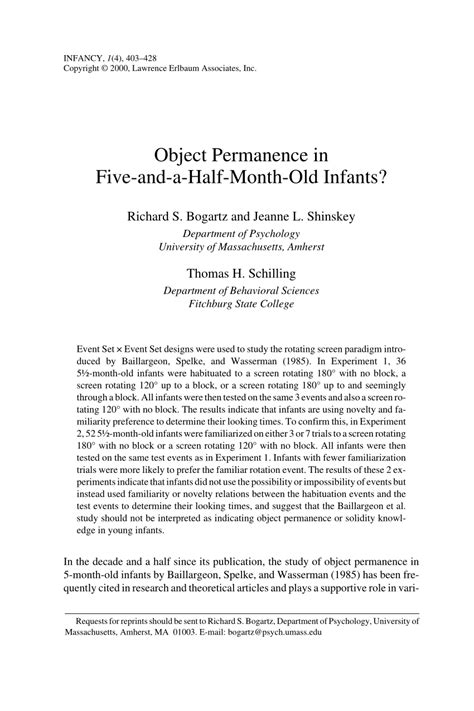 Pdf Object Permanence In Five‐and‐a‐half‐month‐old Infants