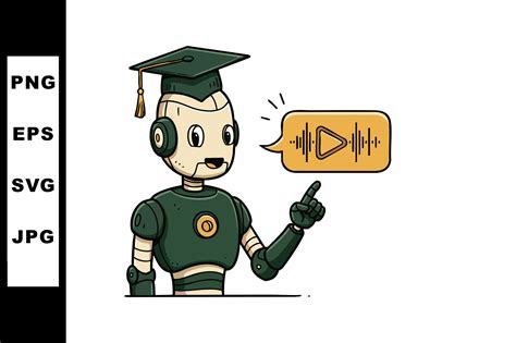 Robot Wearing Graduation Cap Pointing At Graphic By Sevdatoyss · Creative Fabrica