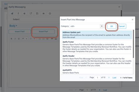 Inserting Partsfields Into Messages Aptify Support