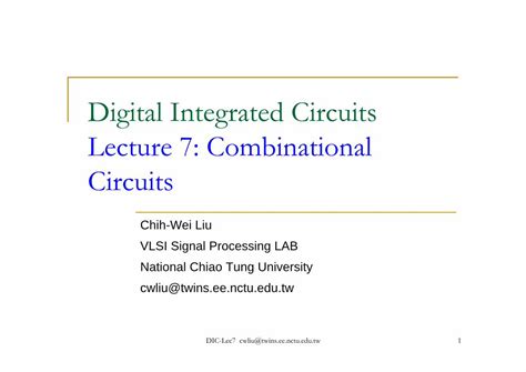 Pdf Digital Integrated Circuits Lecture 7 Combinational Circuits