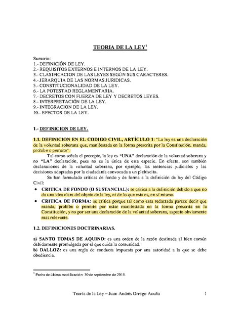 2 Teoría De La Ley Derecho Civil Teoria De La Ley 1 Sumario 1
