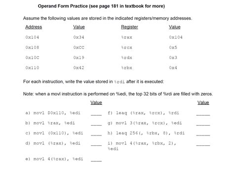 Solved Operand Form Practice See Page 181 In Textbook For