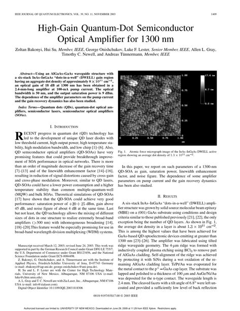 Pdf High Gain Quantum Dot Semiconductor Optical Amplifier For 1300 Nm