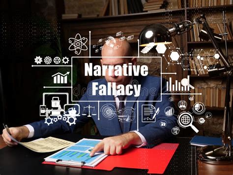 Financial Concept About Narrative Fallacy With Bald Man Checking