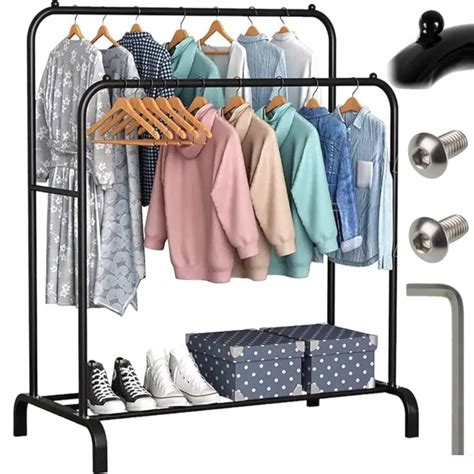 WIESZAK PODWÓJNY NA UBRANIA STOJAK MOCNY METALOWY ORGANIZER GARDEROBA