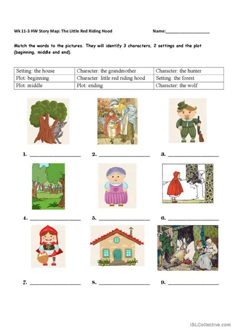 Identifying Story Setting Worksheets