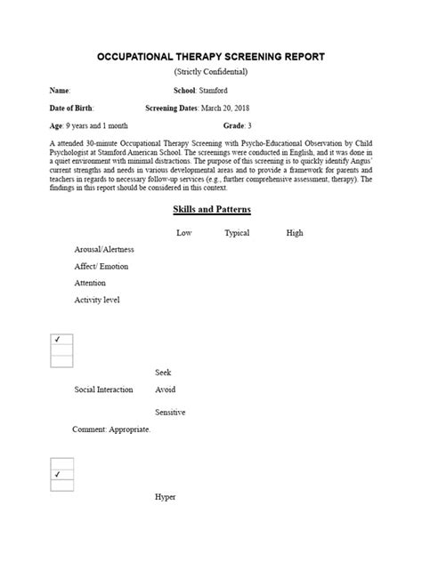 A Ot Report Pdf Occupational Therapy Affect Psychology