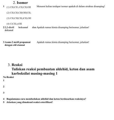 2 Isomer 1 Ch3ch2ch2ch2oh 2 Ch3ch2ch Oh Ch3 3 Ch3ch Ch3 Ch2oh 4 C Ch3 3oh Menurut Kalian