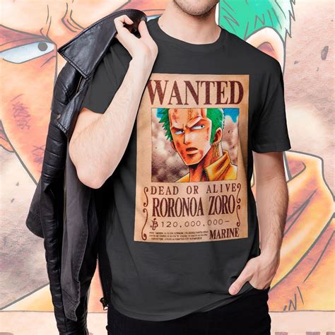 Camiseta Unissex Procurado Wanted Roronoa Zoro Cartaz De Recompensa One