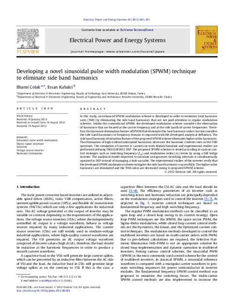 pdf developing a novel sinusoidal pulse width modulation spwm