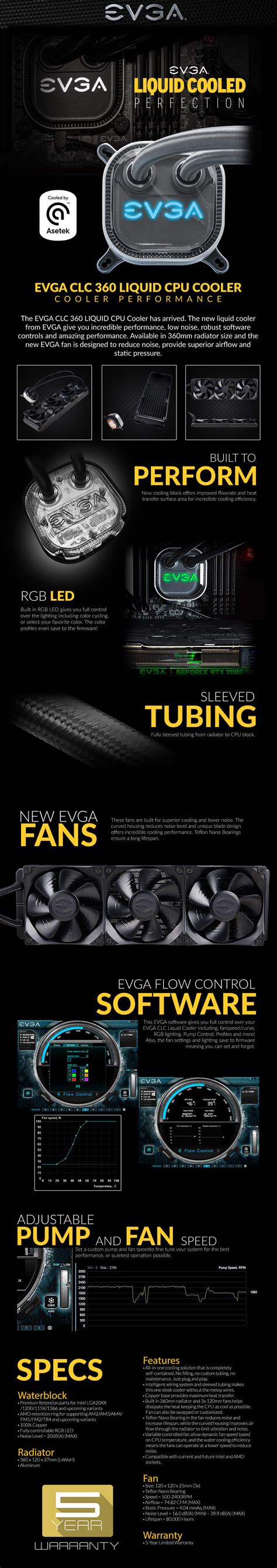 EVGA CLC mm All In One RGB LED CPU Liquid Cooler x FX mm PWM Fans Giá tốt