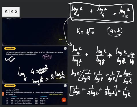 ans 1 question let log2 x log4 x log8 x logk x for all x∈r if k ba w