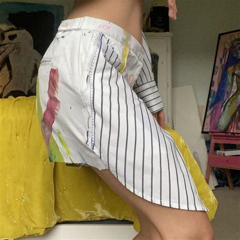 Pinstripe Katelyn Faena Grl Reworked Shorts💗 Size Depop