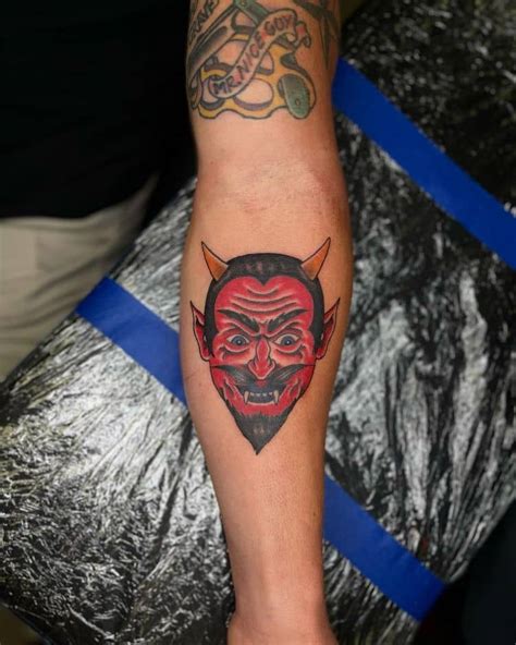 American Traditional Demon Tattoo By Natalietattoos