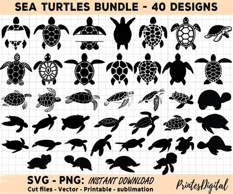 40 Sea Turtle Svg Bundle Sea Turtle Svg Sea Turtle Png Tortoise Svg