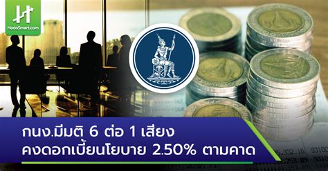 กนง มีมติ 6 ต่อ 1 เสียง คงอัตราดอกเบี้ยนโยบาย 2 50 ตามคาด Hoonsmart