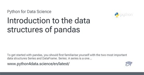 Introduction To The Data Structures Of Pandas Python For Data Science