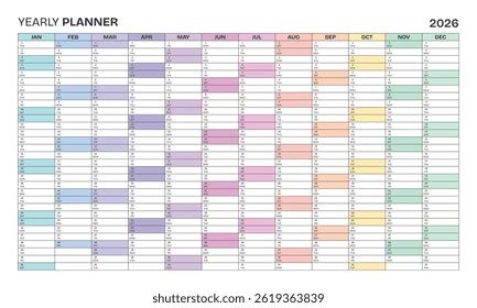 2026 Yearly Planner Vertical Calendar Template Stock Vector Royalty
