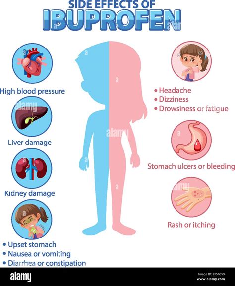 Human Anatomy Diagram Cartoon Style Of Ibuprofen Side Effects
