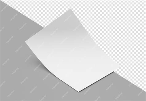 격리된 배경 3d 그림에 그림자가 있는 구부러진 빈 용지 A4 형식 용지 프리미엄 Psd 파일