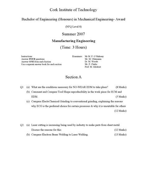 Melt Swell Manufacturing Engineering Exam Docsity