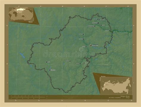 Kaluga Russia Physical Labelled Points Of Cities Stock Illustration