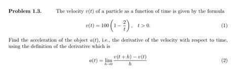 Solved Problem The Velocity V T Of A Particle As A Chegg
