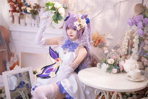 艾西Aiwest刻晴花嫁 95046336 美女图片 花猫壁纸