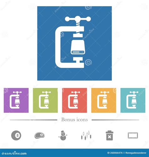 Hard Disk Compression Solid Flat White Icons In Square Backgrounds Stock Vector Illustration