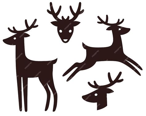 Premium Vector Cartoon Deer Silhouette Set