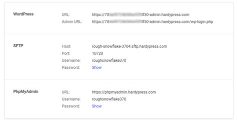 do you offer sftp and phpmyadmin access to files and database hardypress