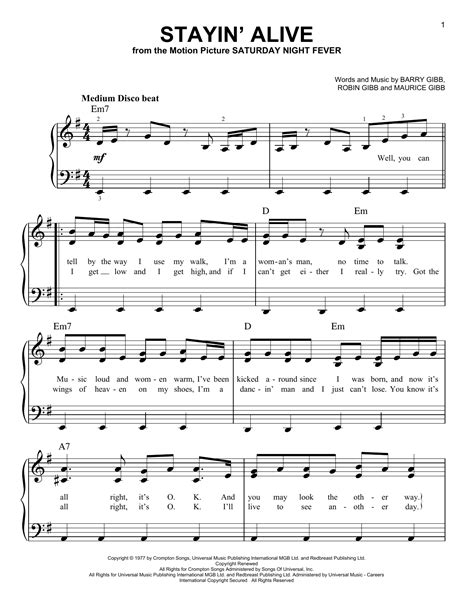 Stayin Alive Sheet Music Direct