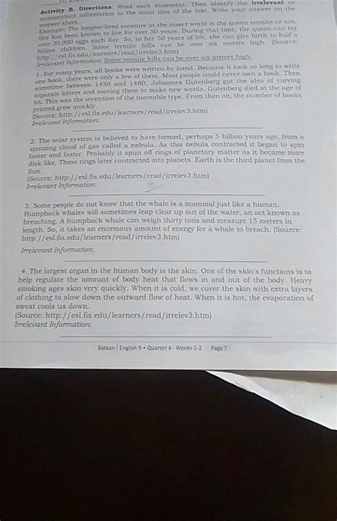 Aetivicy B Directions Read Each Statement StudyX