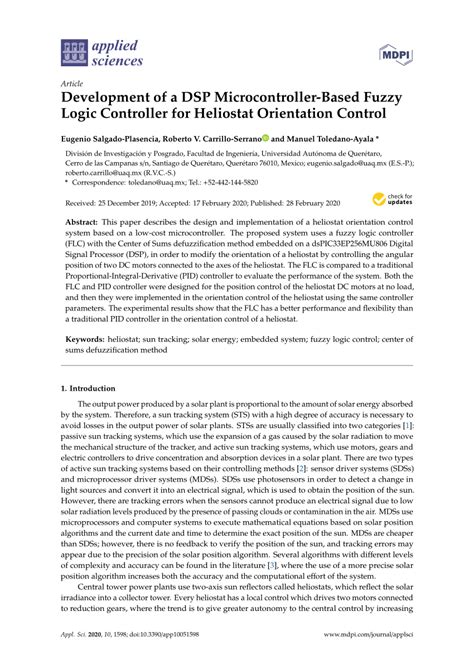Pdf Development Of A Dsp Microcontroller Based Fuzzy Logic Controller