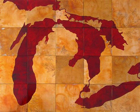 Large Copper Art Great Lakes Map Etsy