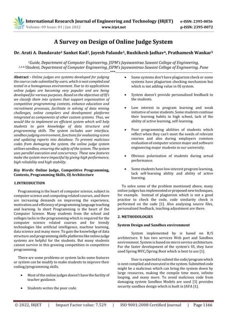 a survey on design of online judge system pdf