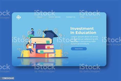 현대 플랫 디자인 벡터 일러스트레이션 교육 방문 페이지 및 웹 배너 템플릿에 대한 투자 교육 장학금 학자금 대출 졸업 모자 및 동전 더미에 대한 투자 개념에 대한 스톡 벡터